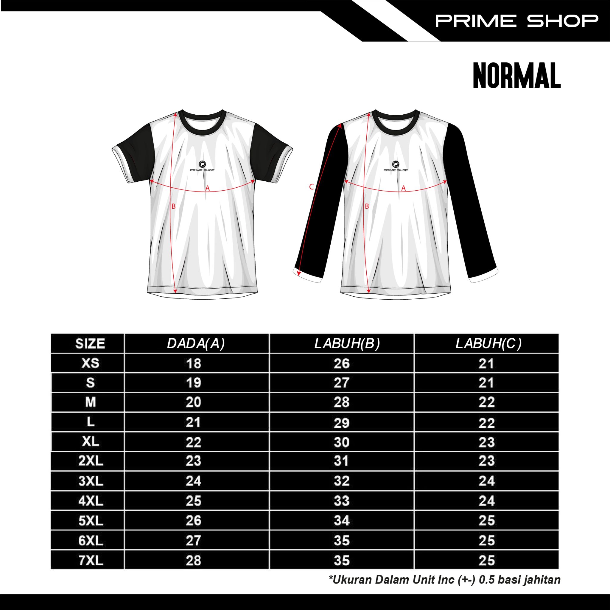 SIZE CHART – Prime Shop